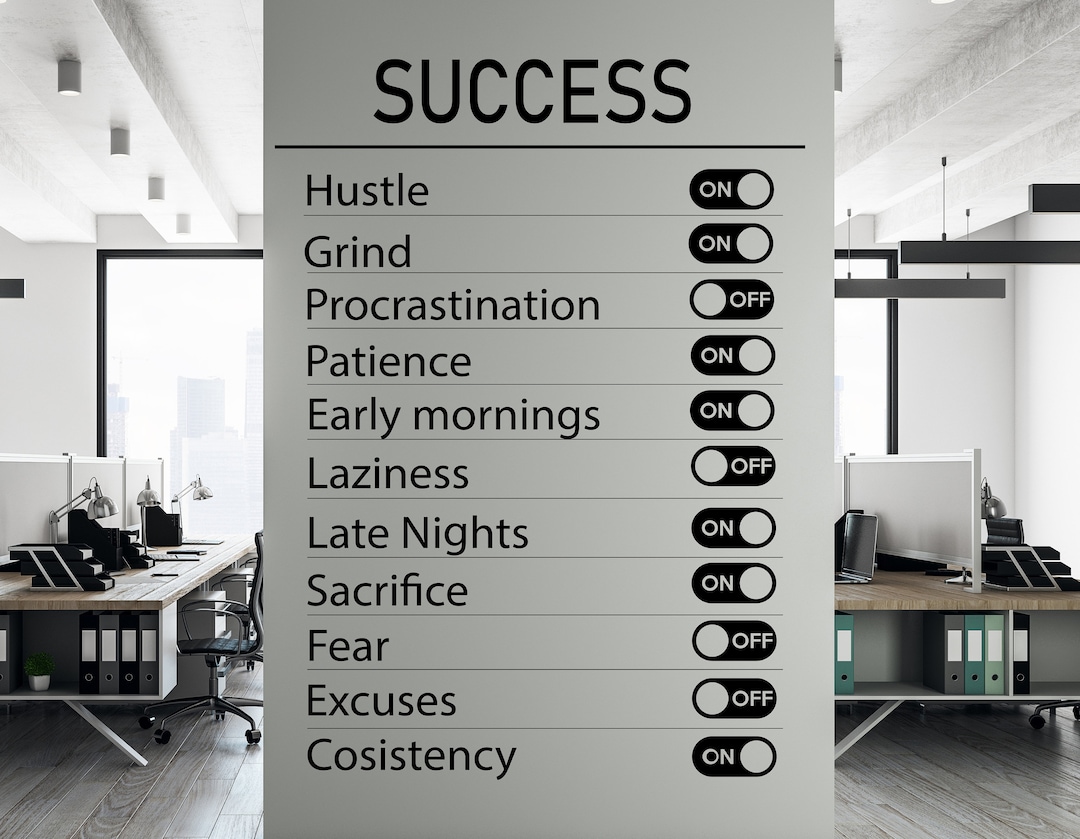 Success Wall Decal Motivation Quotes Decal Office Wall Sticker Office ...
