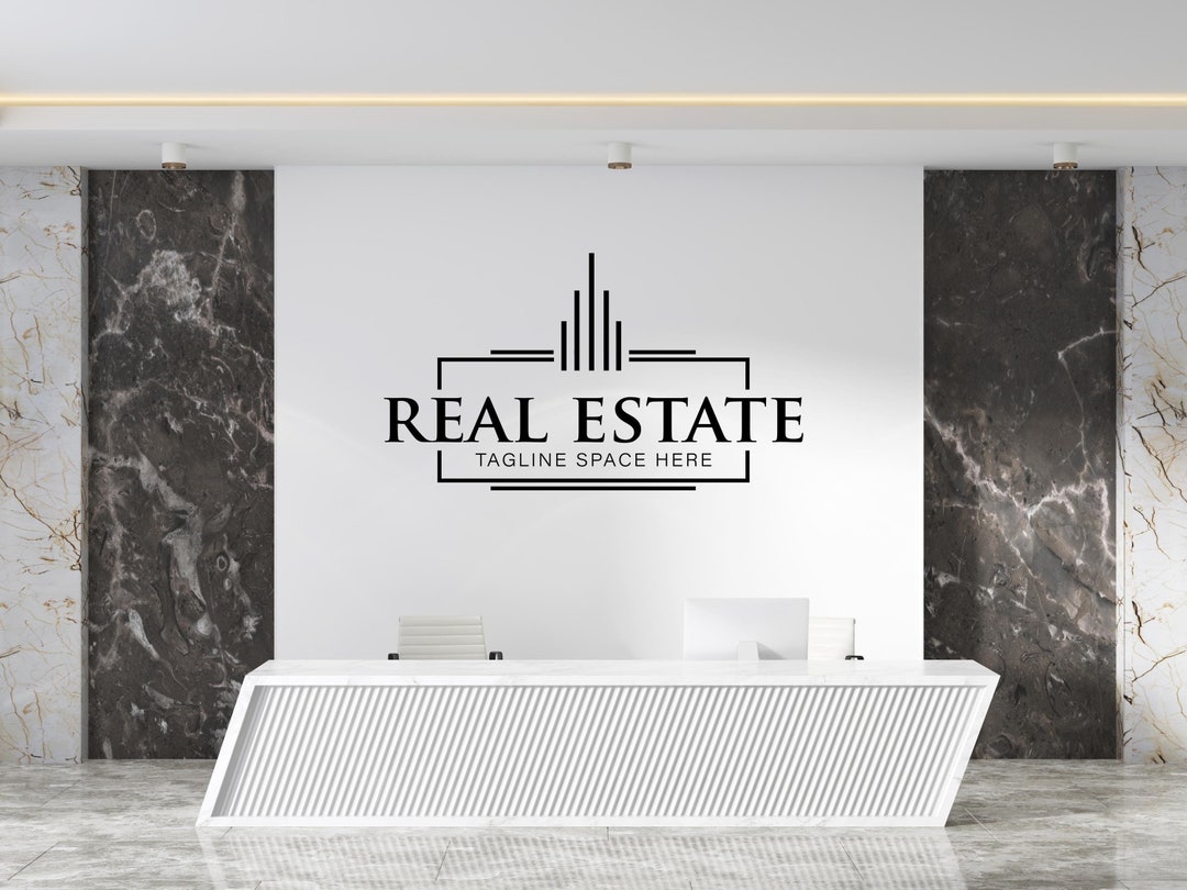 Real Estate With Costumable Tagline Logo Wall Decal,realtor Office Wall ...