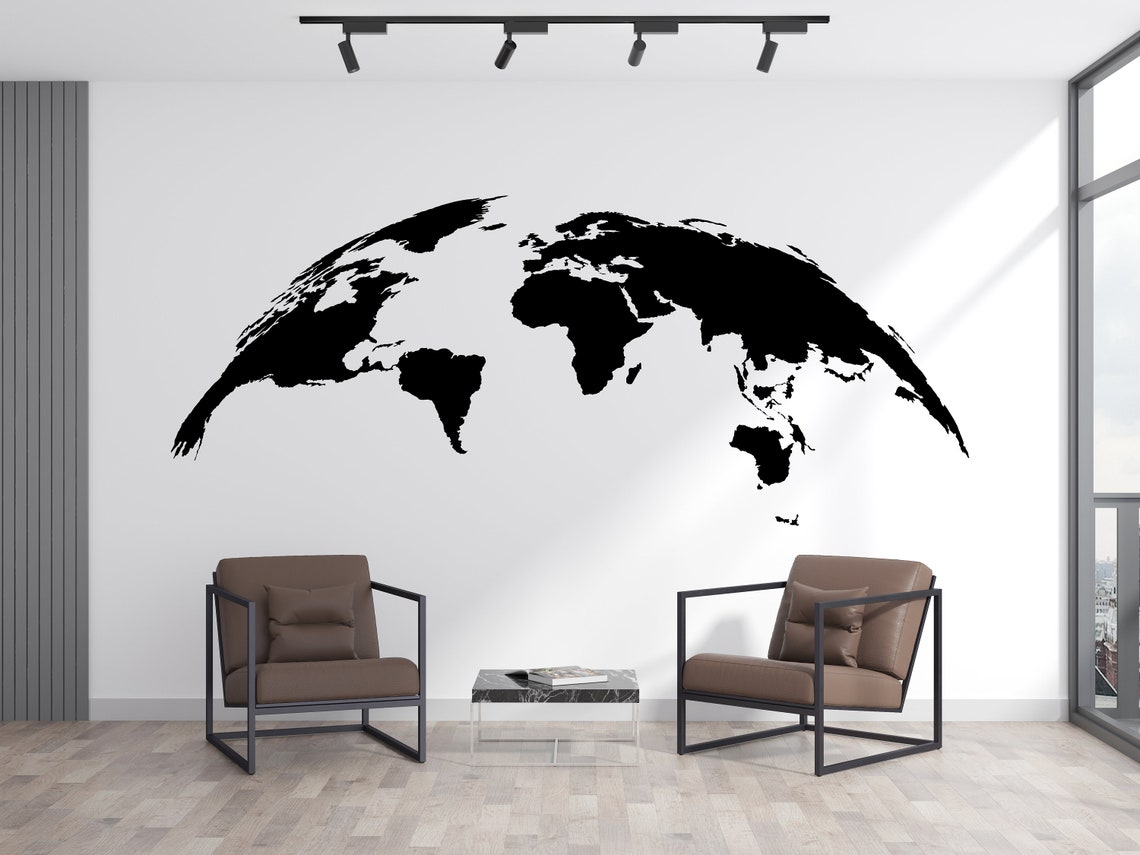World Map Wall Decal Map Wall Decal Map Wall Sticker World - Etsy