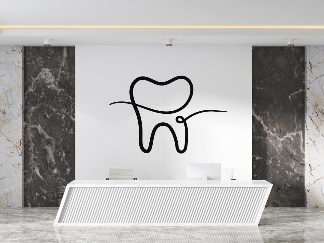Dental Tooth One Line Wall Decal,tooth Logo Wall Decal,perfect Decal ...
