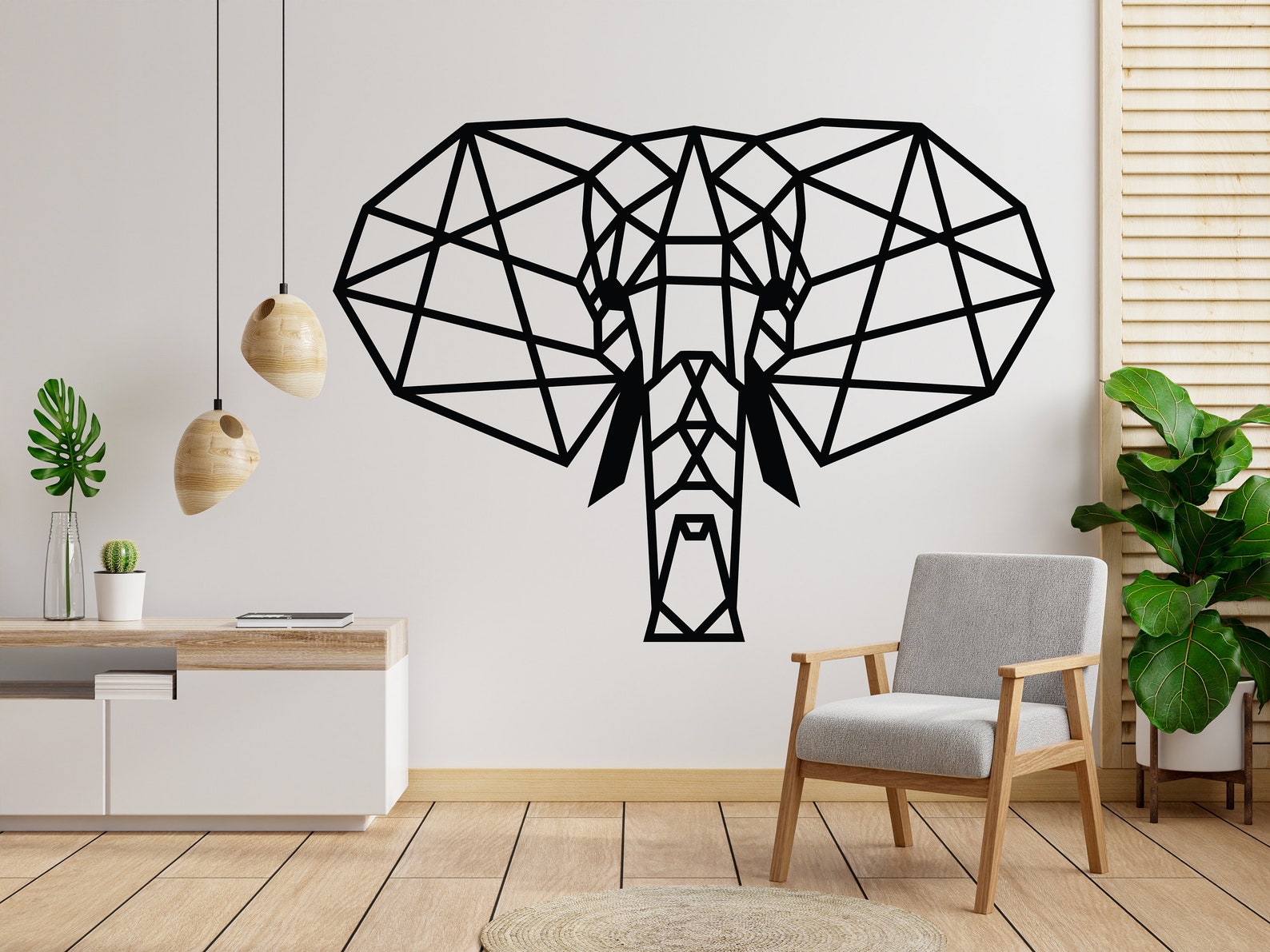 Geometric Elephant Wall Decalelephant Wall Art Polygonal - Etsy