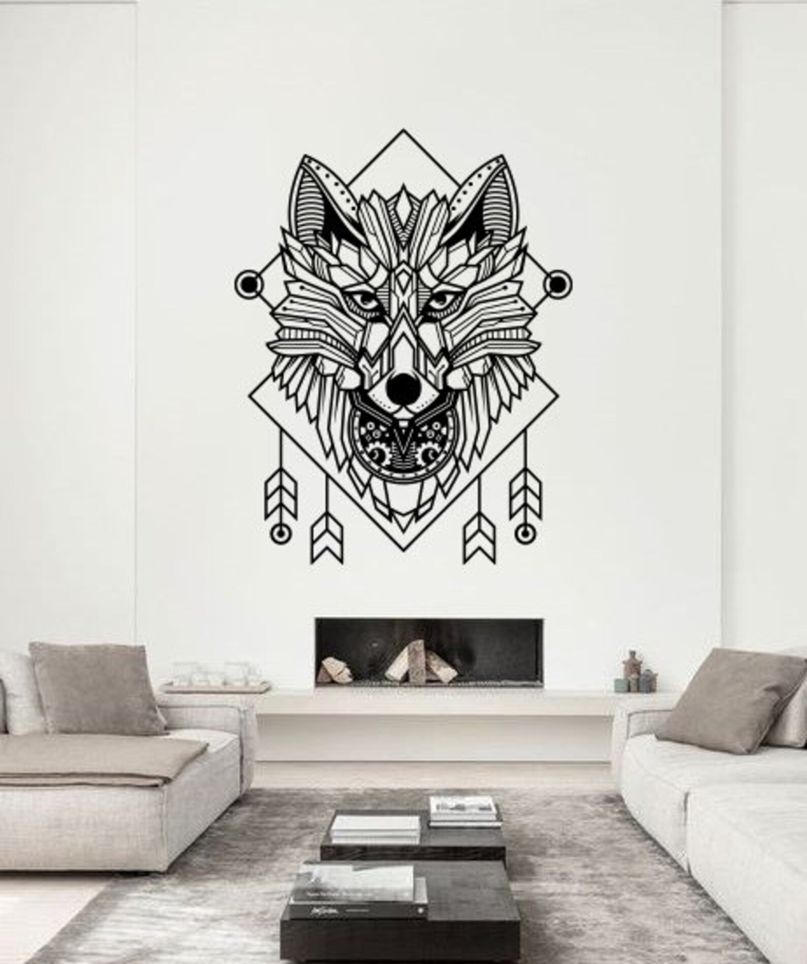 Geometric Wolf Wall DecalWolf Wall Art Polygonal | Etsy