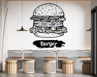 Burger Wall Decal Fast Food Wall Sticker Burger Wall Sticker - Etsy