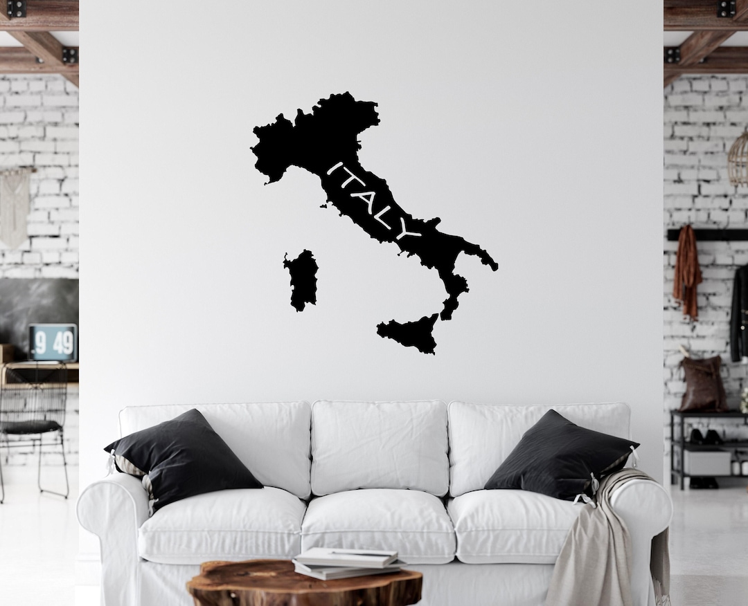 Map Wall Decal Italy Map Wall Art Wall Stickers Decal Window Decal Wall ...