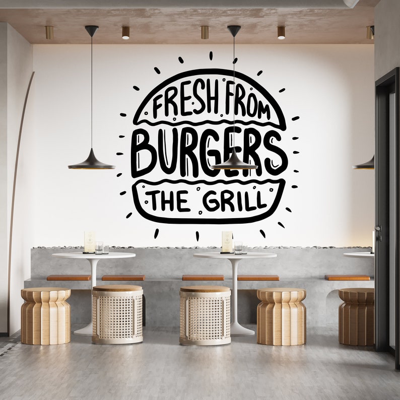 Burger Wall Decal Burger Wall Sticker Burger Wall Art Fast - Etsy