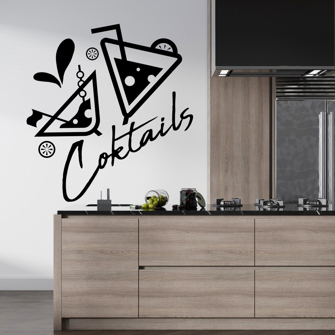 Cocktail Wall Decal Cocktail Wall Sticker Cocktail Wall Art Drinks Wall ...