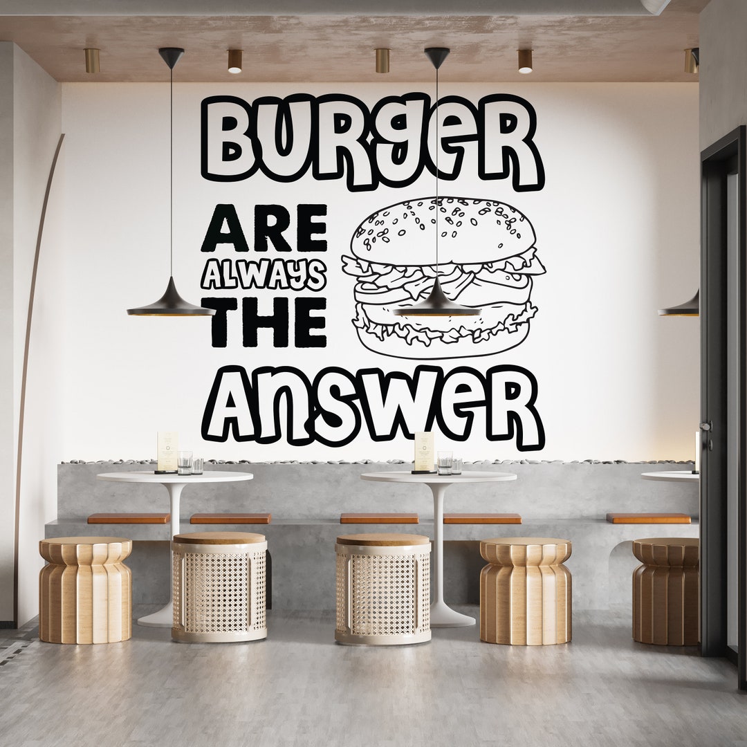 Burger Wall Decal Burger Wall Sticker Burger Wall Art Fast Food Wall ...