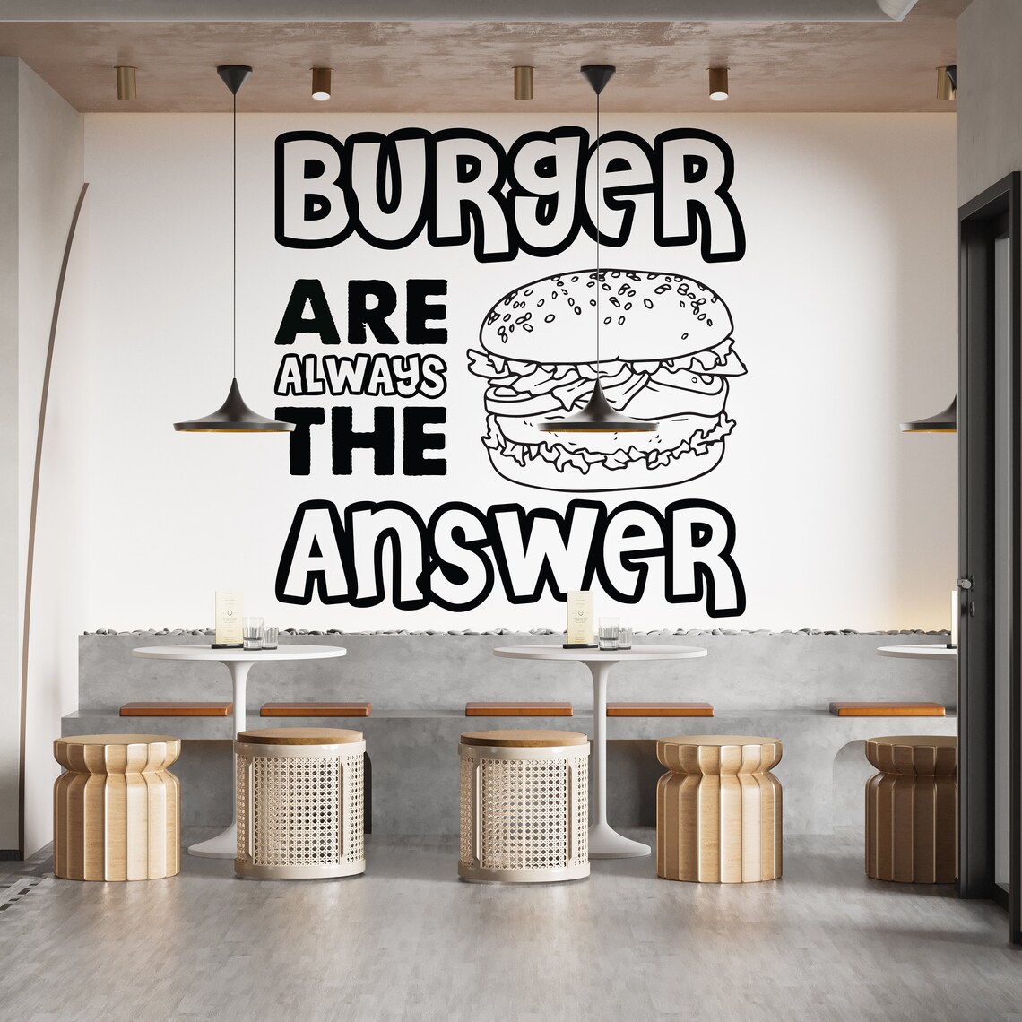 Burger Wall Decal Burger Wall Sticker Burger Wall Art Fast - Etsy