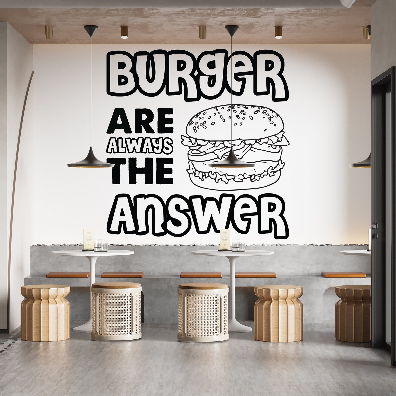 Burger Wall Decal Burger Wall Sticker Burger Wall Art Fast - Etsy