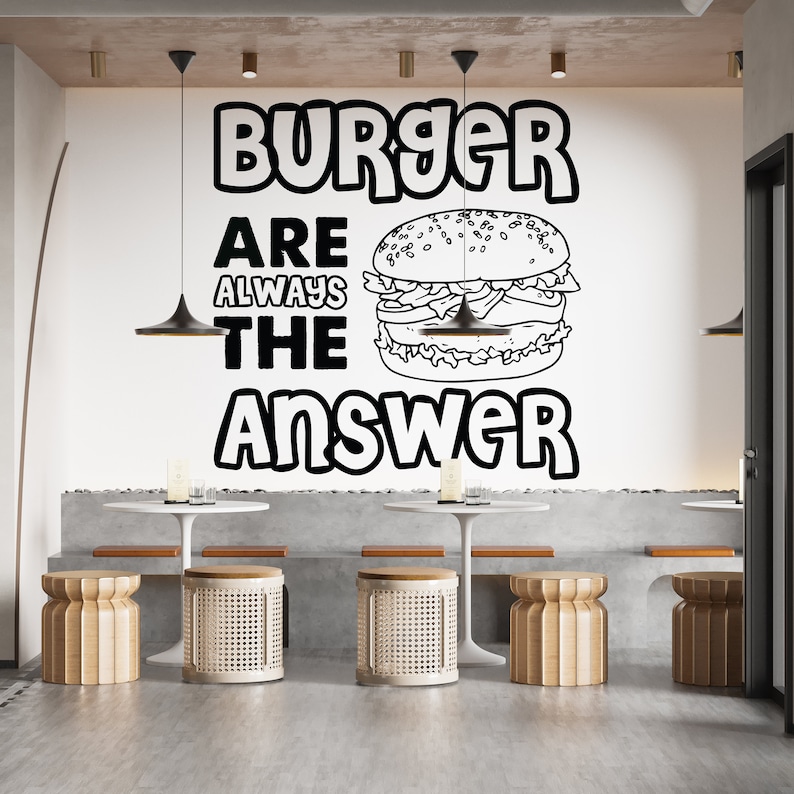 Burger Wall Decal Burger Wall Sticker Burger Wall Art Fast - Etsy