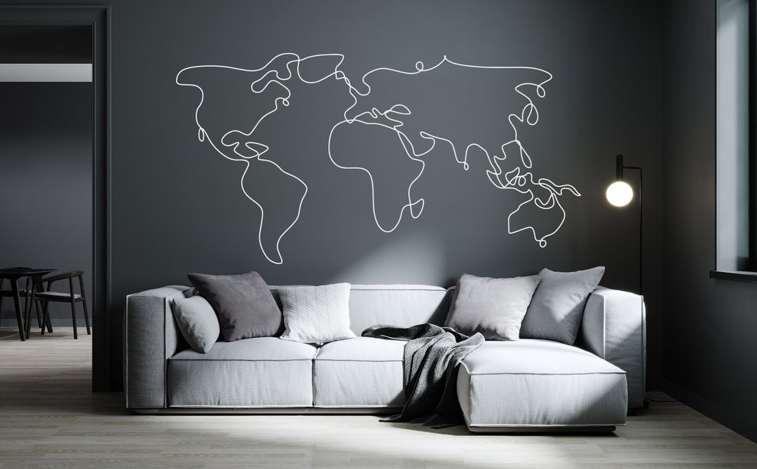 World Map Wall Decal Map Wall Decal Map Wall Sticker World Wall Art ...