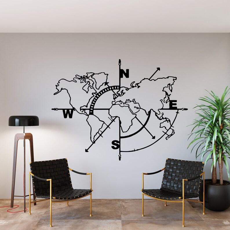 World Map Wall Decal-geometric World Map Wall Sticker-world - Etsy