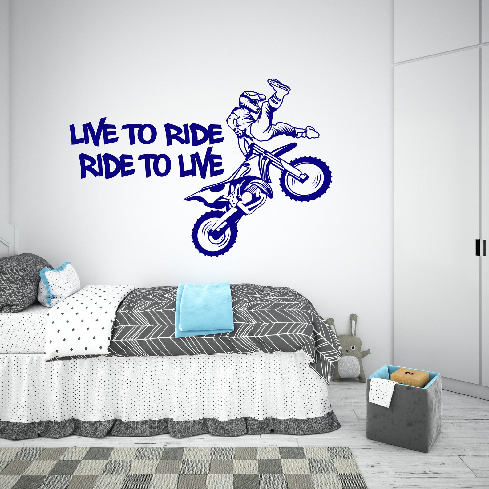 Motocross Wall Decalmotocross Wall Arthelmet Motorcycle Wall | Etsy