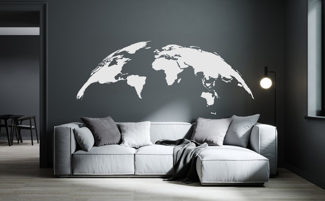 World Map Wall Decal Map Wall Decal Map Wall Sticker World Wall Art ...
