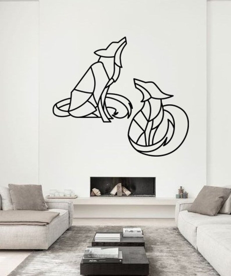 Geometric Fox Wall Decalfox Wall Art Polygonal Animalvinyl - Etsy