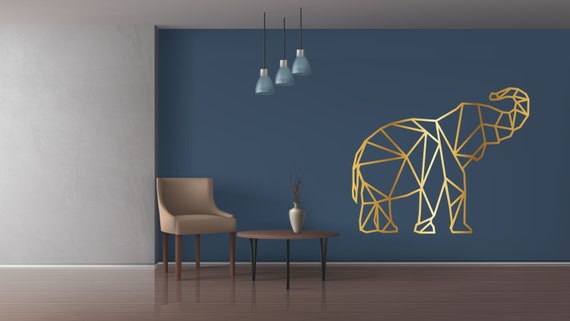 Geometric Elephant Wall Decalelephant Wall Art Polygonal | Etsy