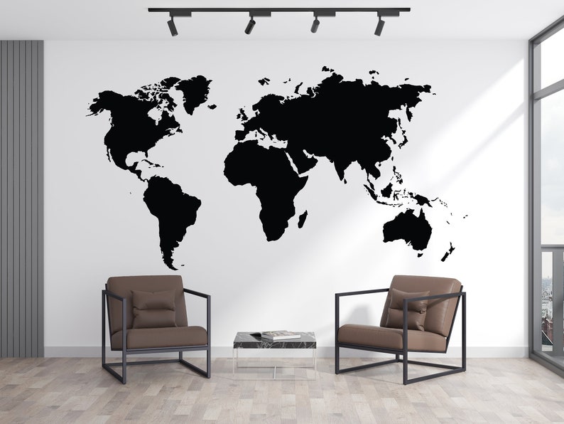 World Map Wall Decal Map Wall Decal Map Wall Sticker World - Etsy