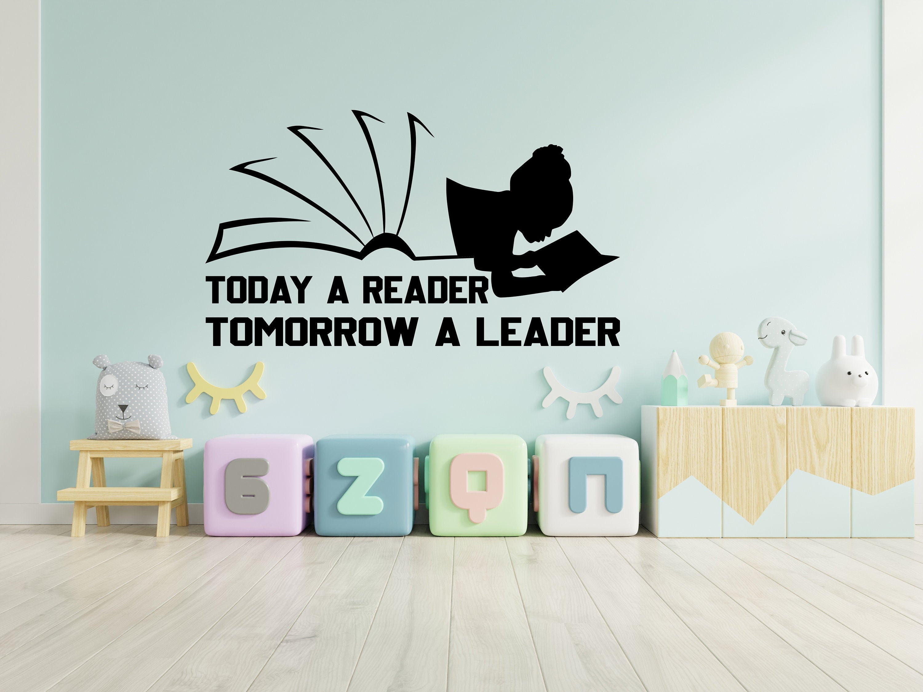 Girl Read Books Wall Decal Stars Moon Wall Art-Reading Corner | Etsy