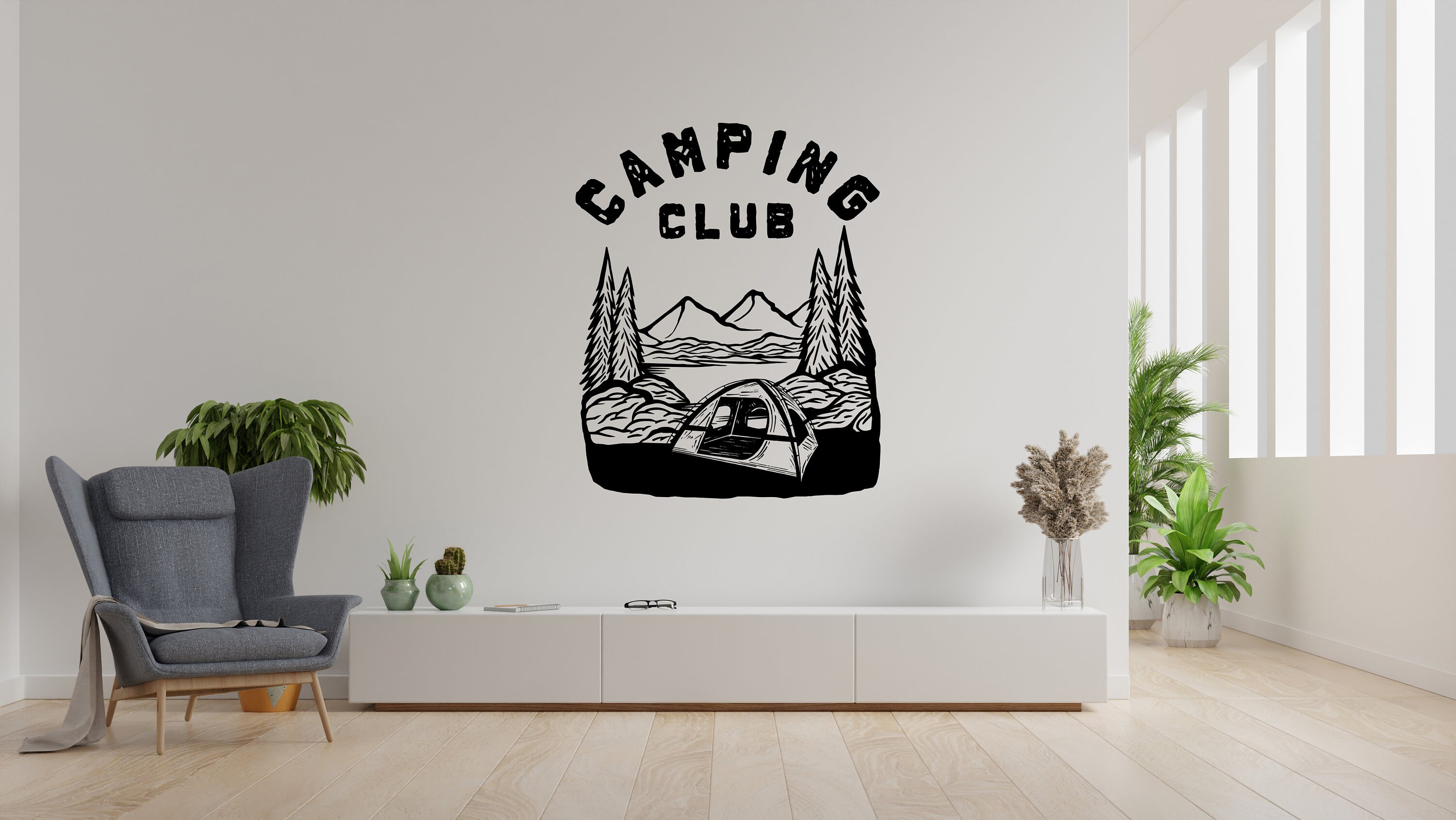 Camping Wall Decal, Mountain Wall Sticker,camping Wall Art,mountains ...