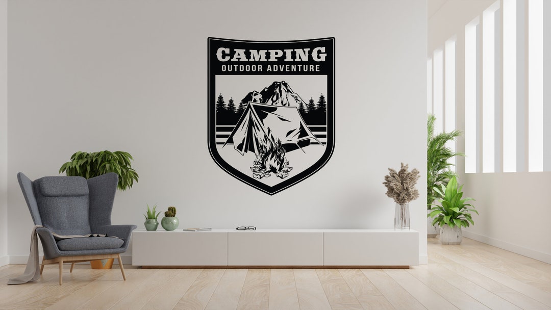 Camping Wall Decal, Mountain Wall Sticker,camping Wall Art,mountains ...