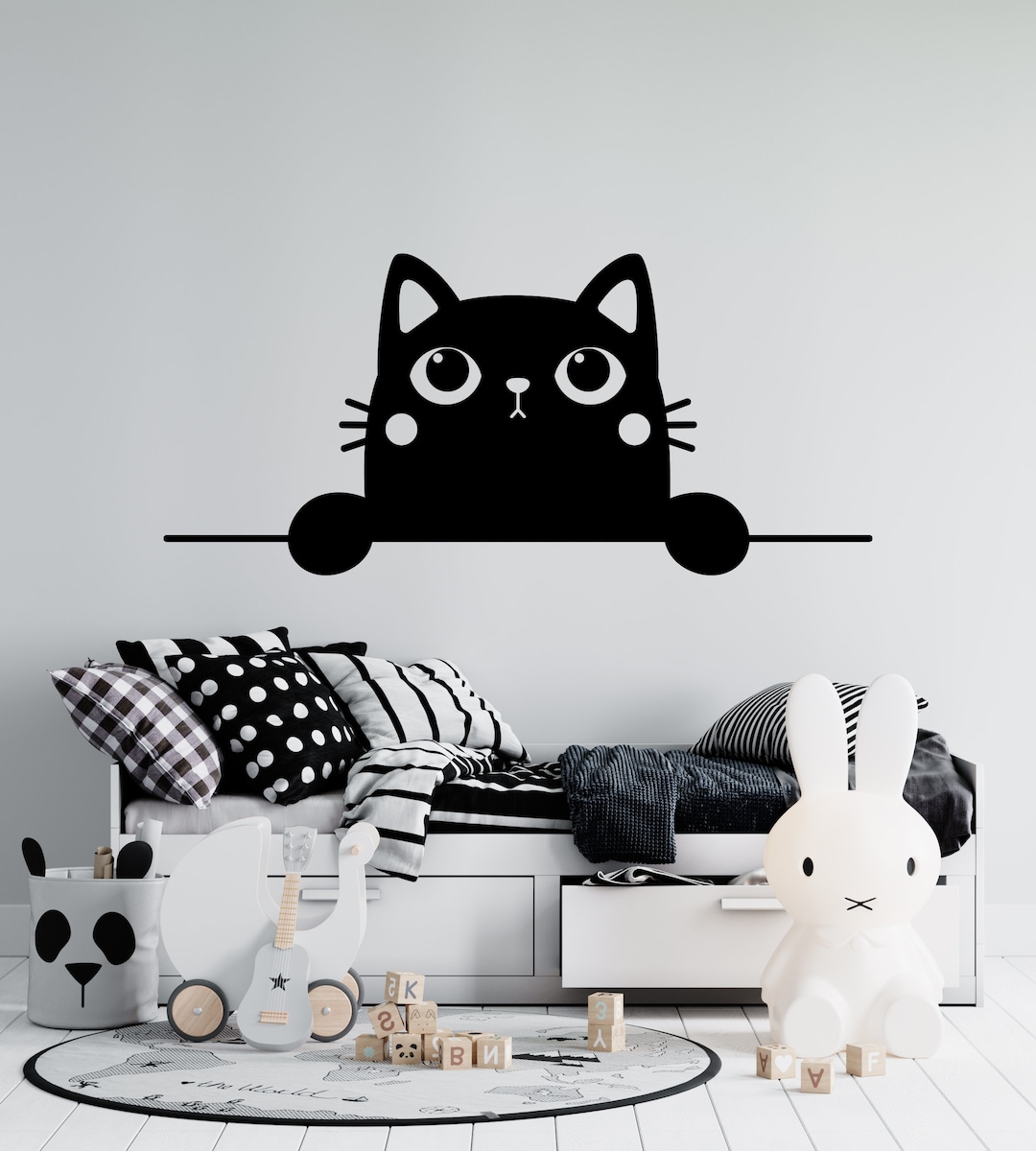 Cat Kids Wall Decal ,kids Personalized Wall Decal, Nursery Wall Sticker ...
