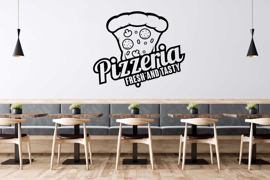 Pizzeria Fresh and Tasty Decal,pizza Wall Decal,pizza Shop Wall Art ...