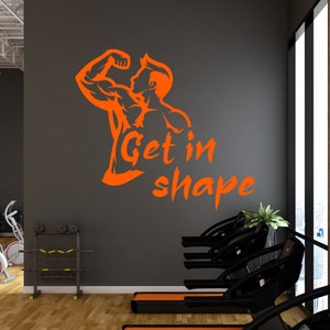 Get in Shape Decal,gym Wall Decal,gym Wall Art,fitness Wall Quotes ...