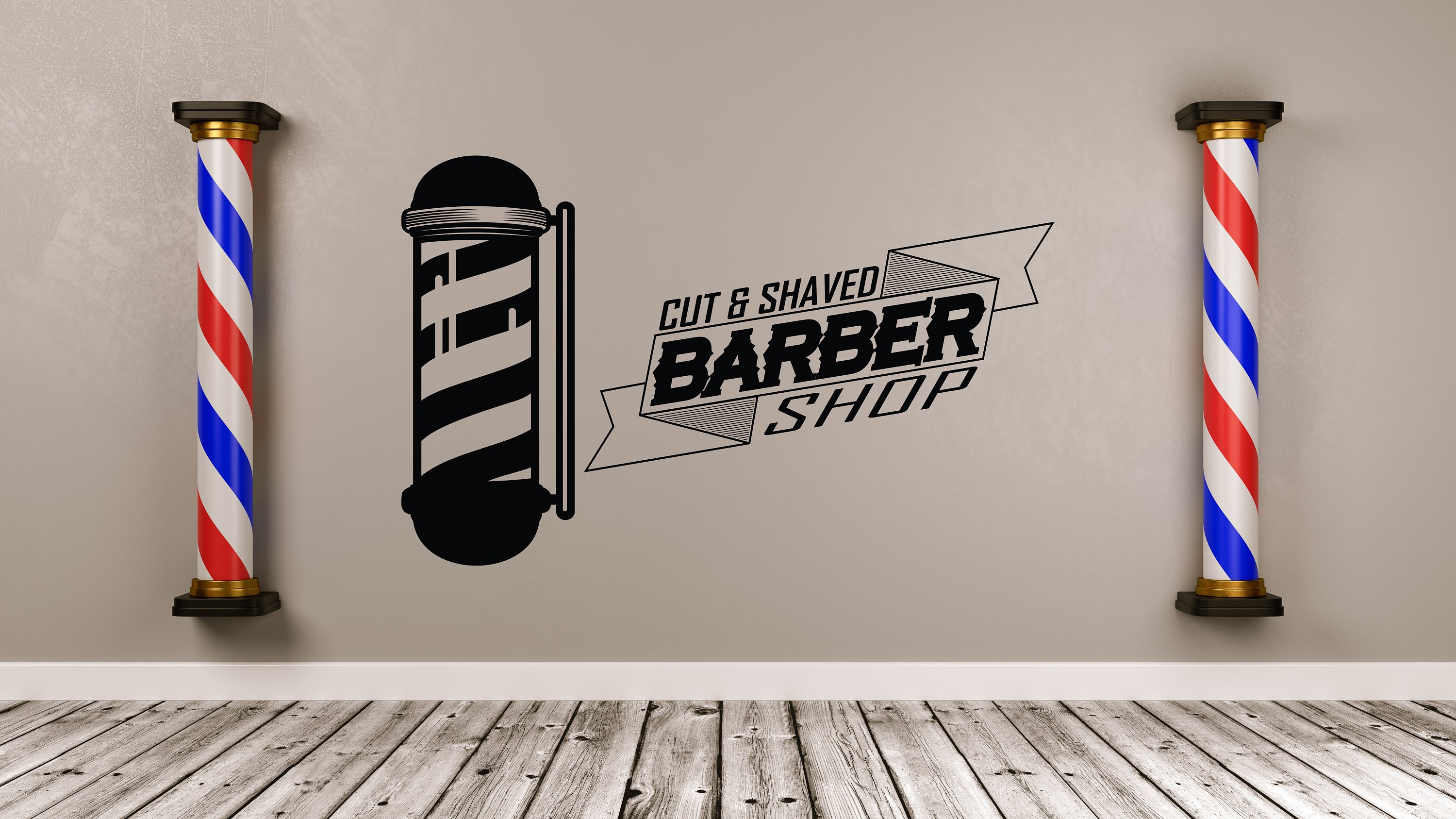 Barber Shop Wall Decal Hair Salon Wall Art Barber Shop Wall Etsy Uk