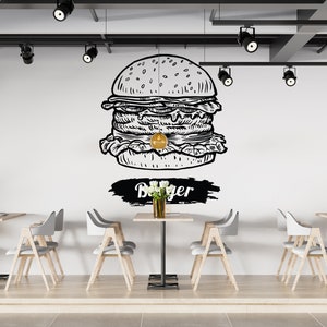 Burger Wall Decal Burger Wall Sticker Burger Wall Art Fast Food Wall ...