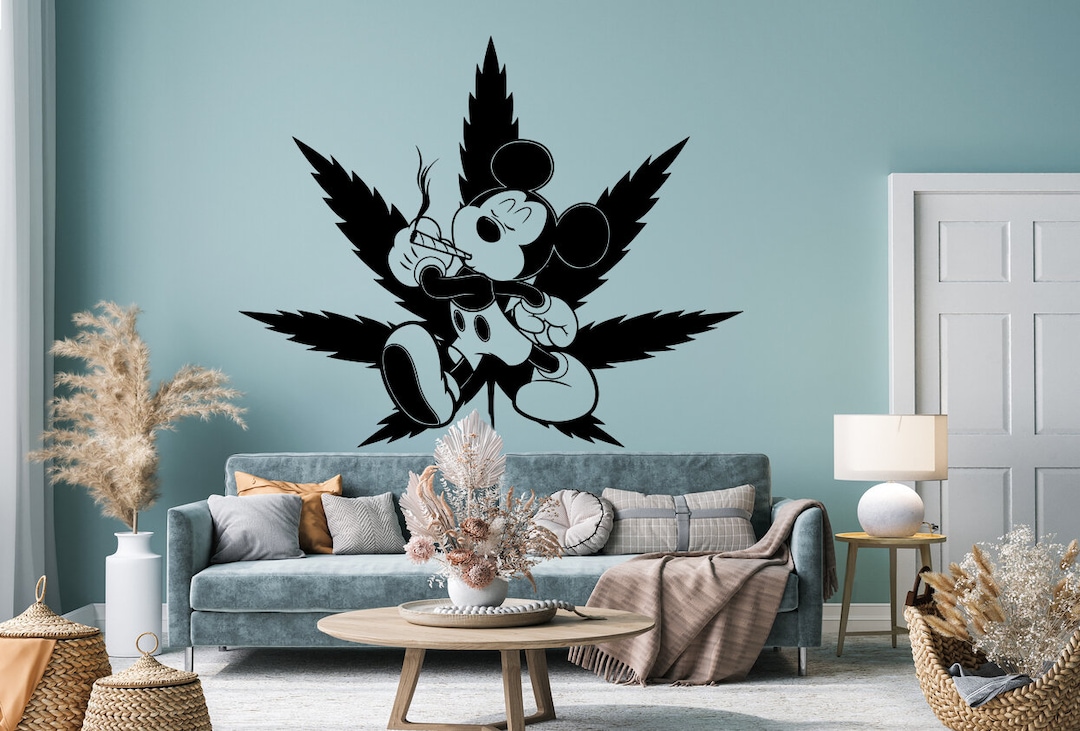 Mickey Cannabis Wall Decal, Marijuana Leaf Wall Decor, Medical Weed ...