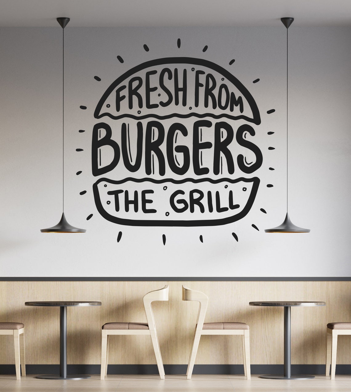 Burger Wall Decal Burger Wall Sticker Burger Wall Art Fast - Etsy