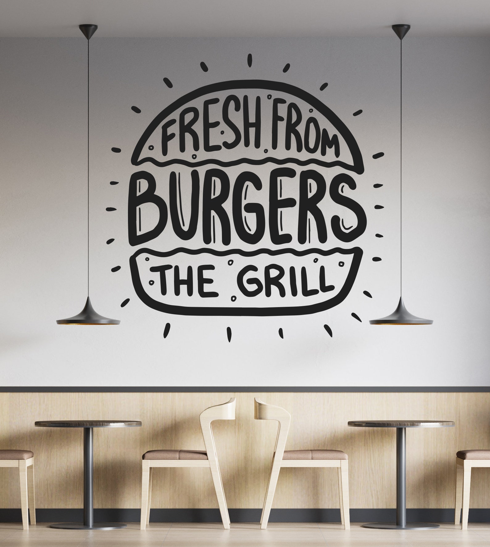 Burger Wall Decal Burger Wall Sticker Burger Wall Art Fast - Etsy