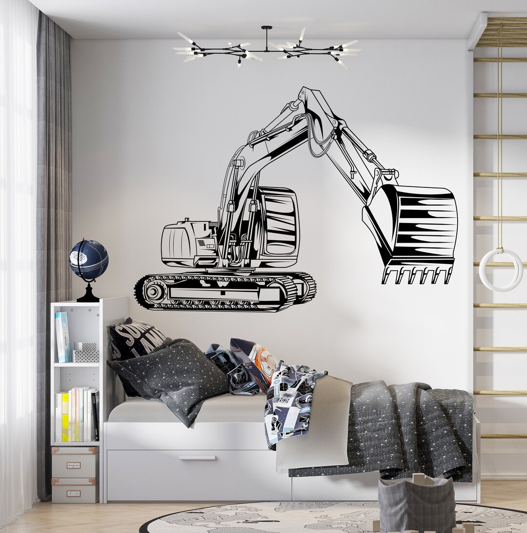 Excavator Wall Decal Construction Wall Decal Construction Wall Sticker ...