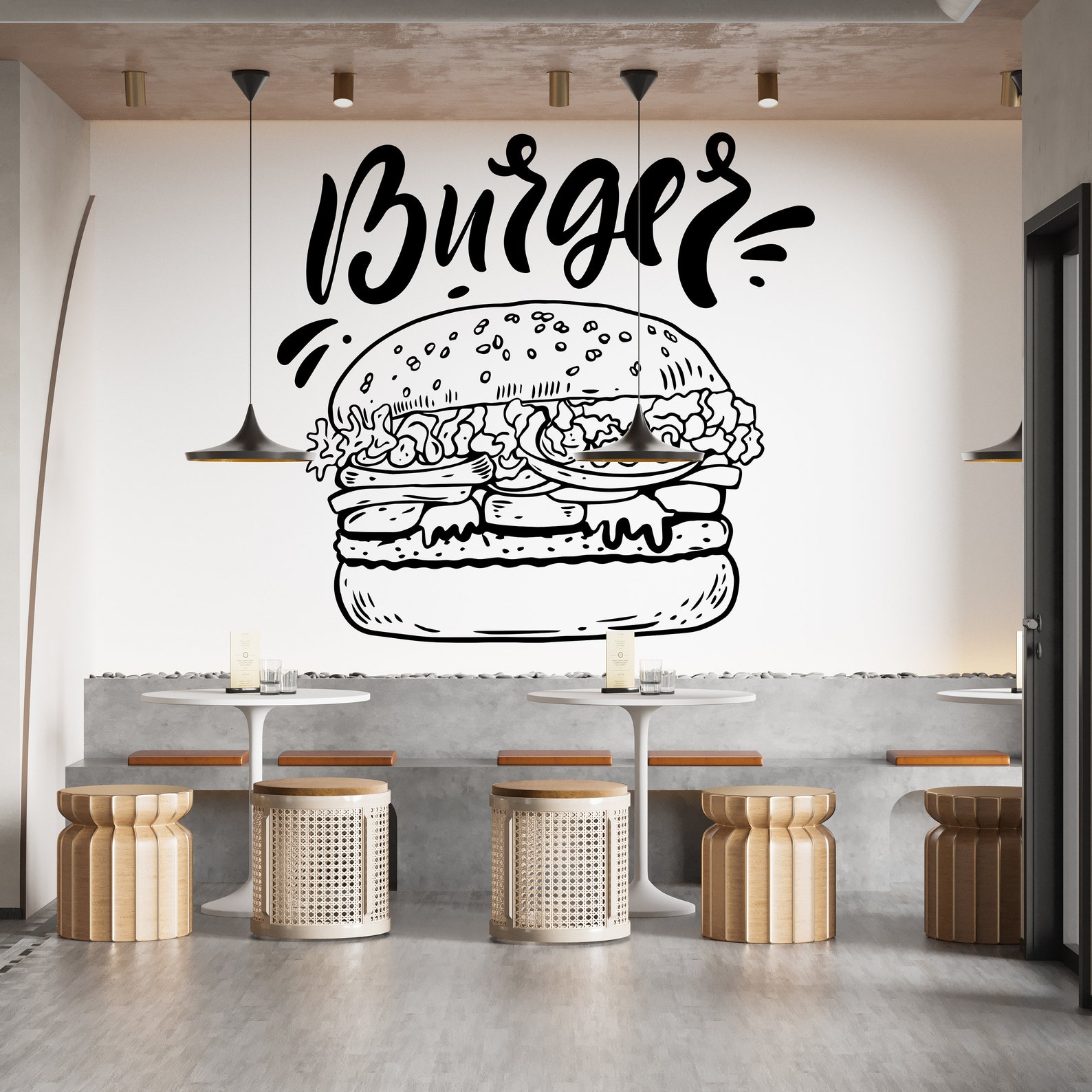 Burger Wall Decal Burger Wall Sticker Burger Wall Art Fast - Etsy