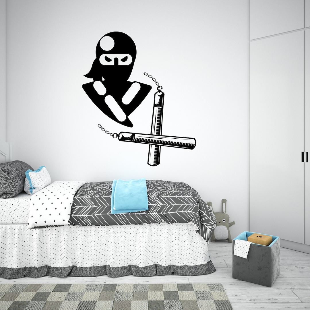 Ninja Wall Decal,ninja Wall Art,knife Wall Sticker,ninja Personalized ...