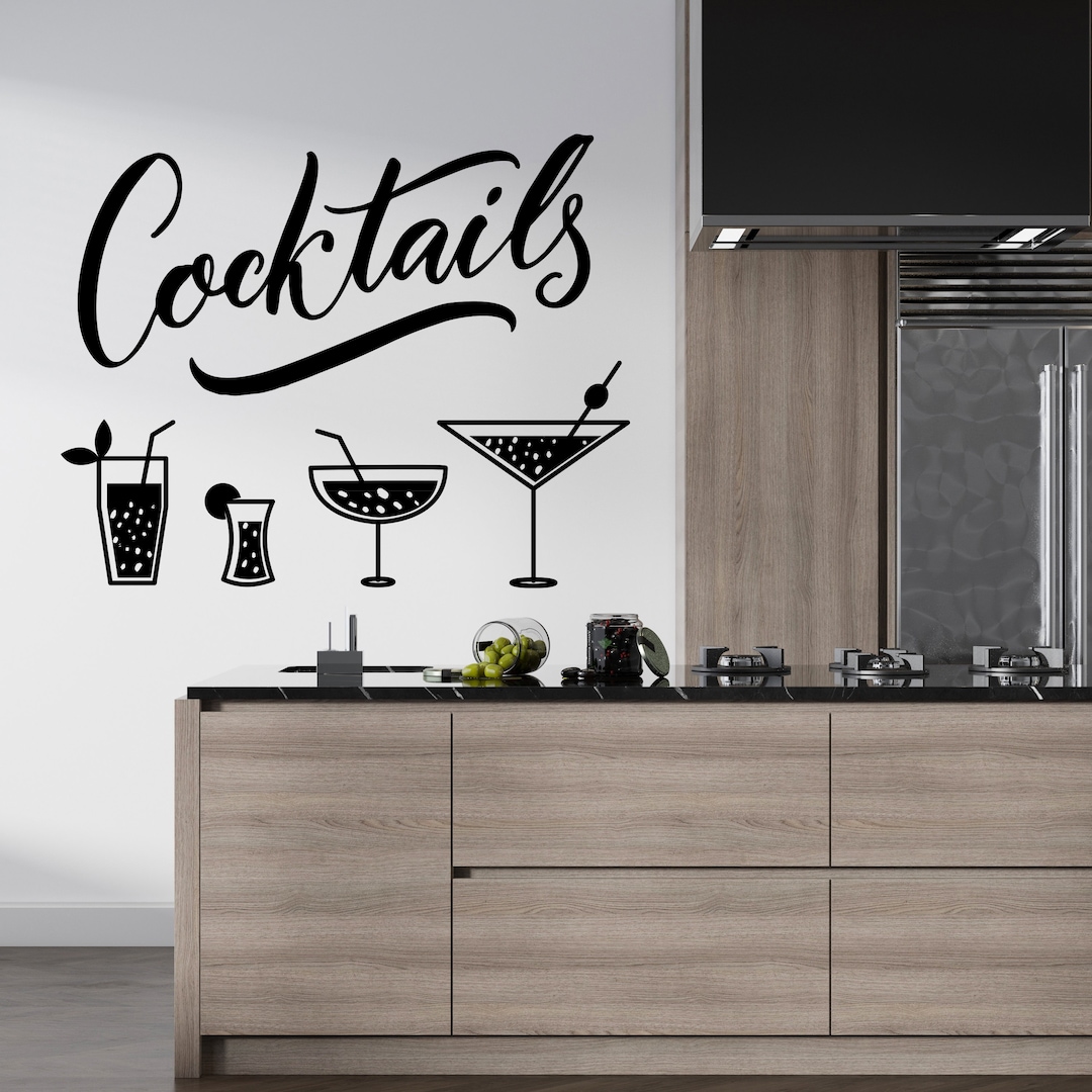 Cocktail Wall Decal Cocktail Wall Sticker Cocktail Wall Art Drinks Wall ...