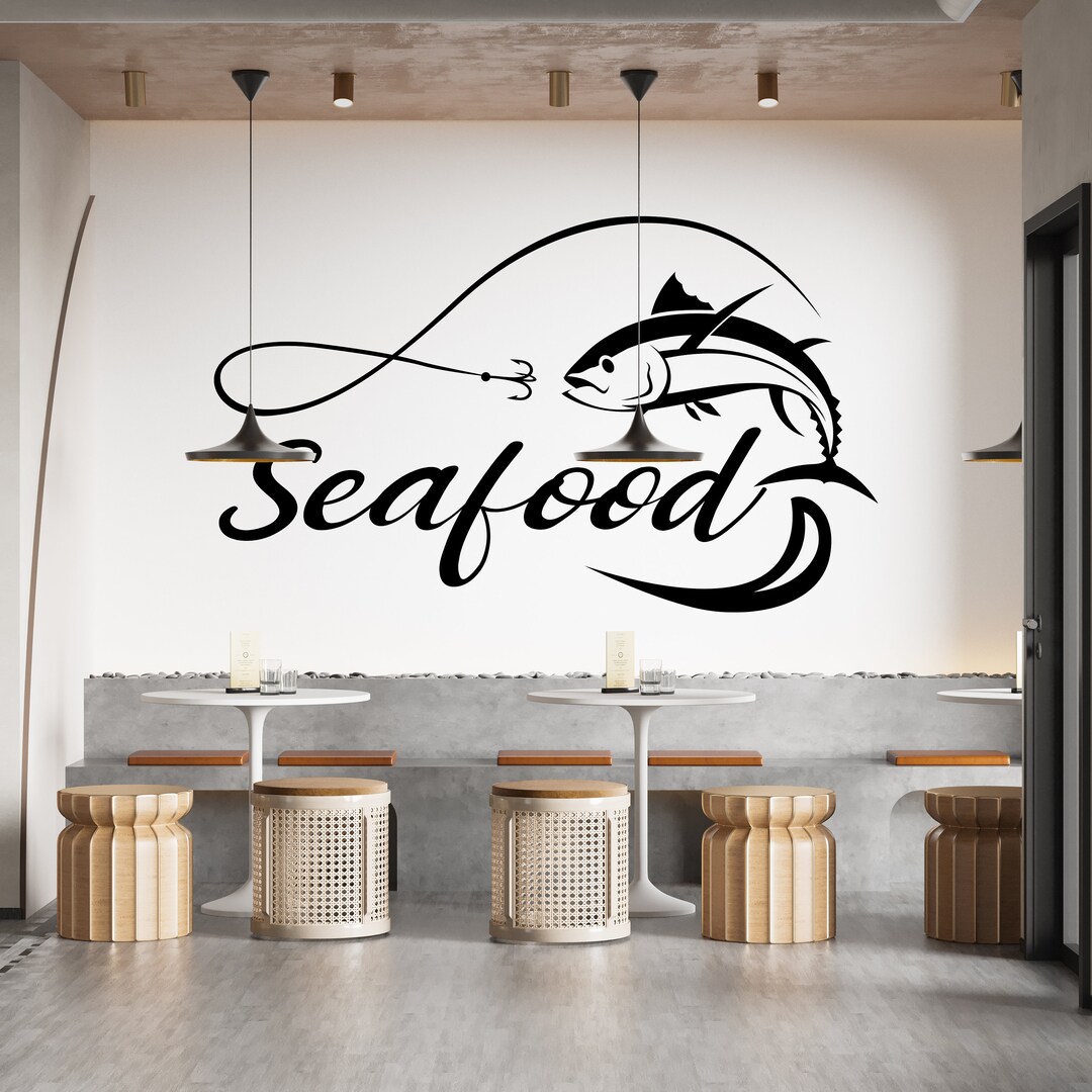Fish Store Wall Decal,seafood Wall Sticker,fish Restaurant Wall Art ...