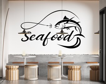Fish Store Wall Decal,seafood Wall Sticker,fish Restaurant Wall Art ...