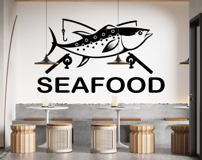 Fish Store Wall Decal,seafood Wall Sticker,fish Restaurant Wall Art ...