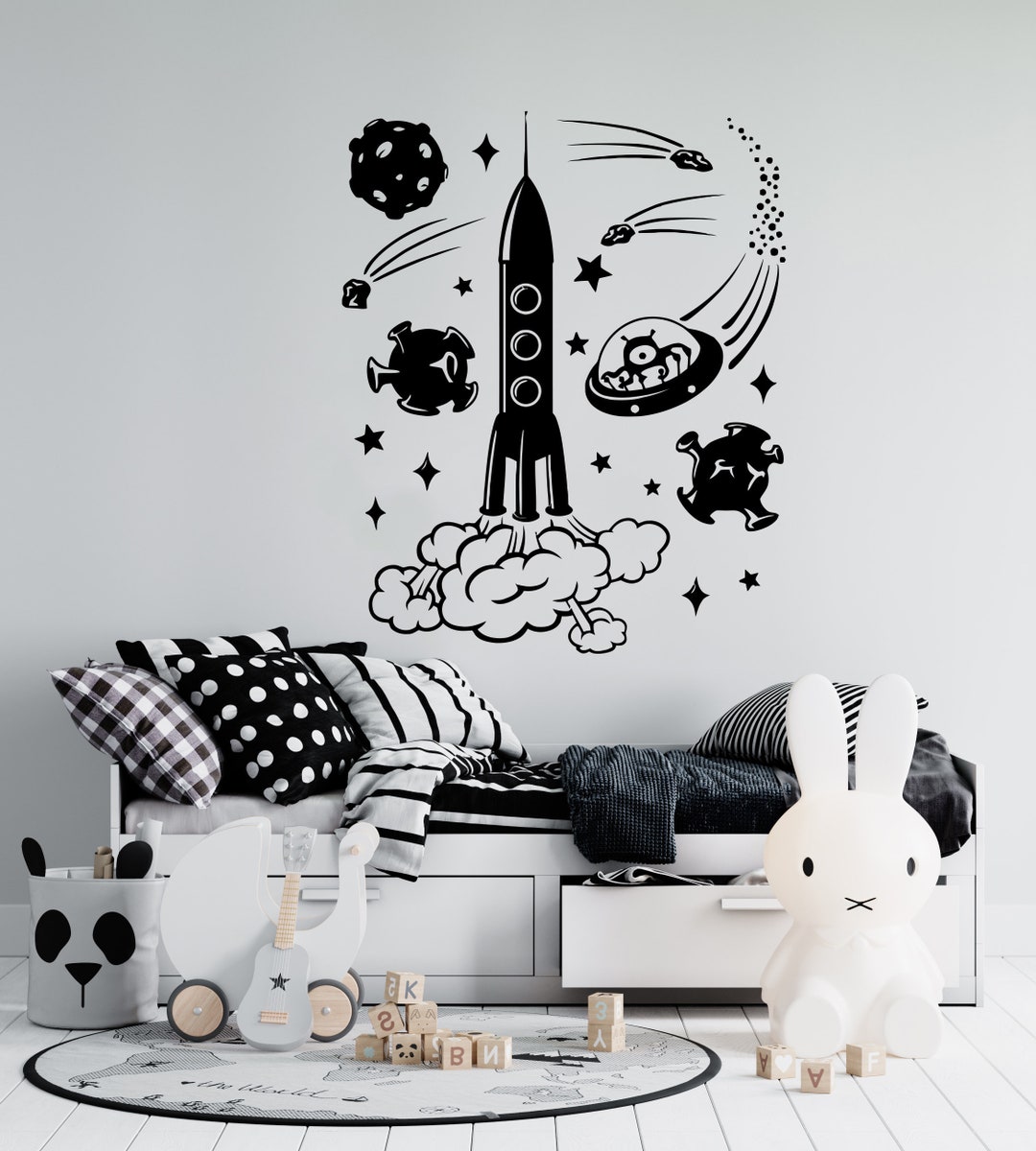 Astronaut Wall Decal,space Man Wall Stiker,boys Wall Art,vinyl Latter ...