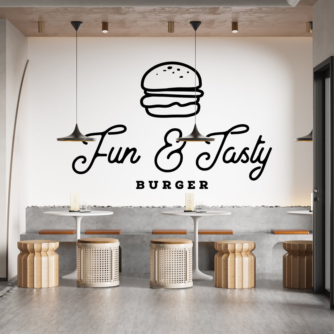 Burger Wall Decal Burger Wall Sticker Burger Wall Art Fast Food Wall ...