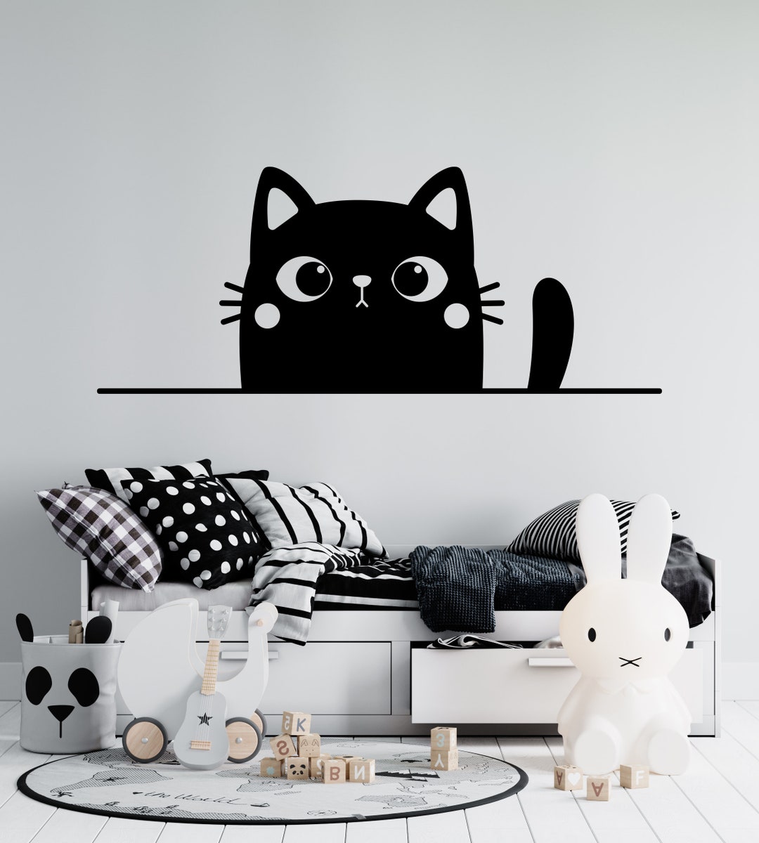 Cat Kids Wall Decal ,kids Personalized Wall Decal, Nursery Wall Sticker ...