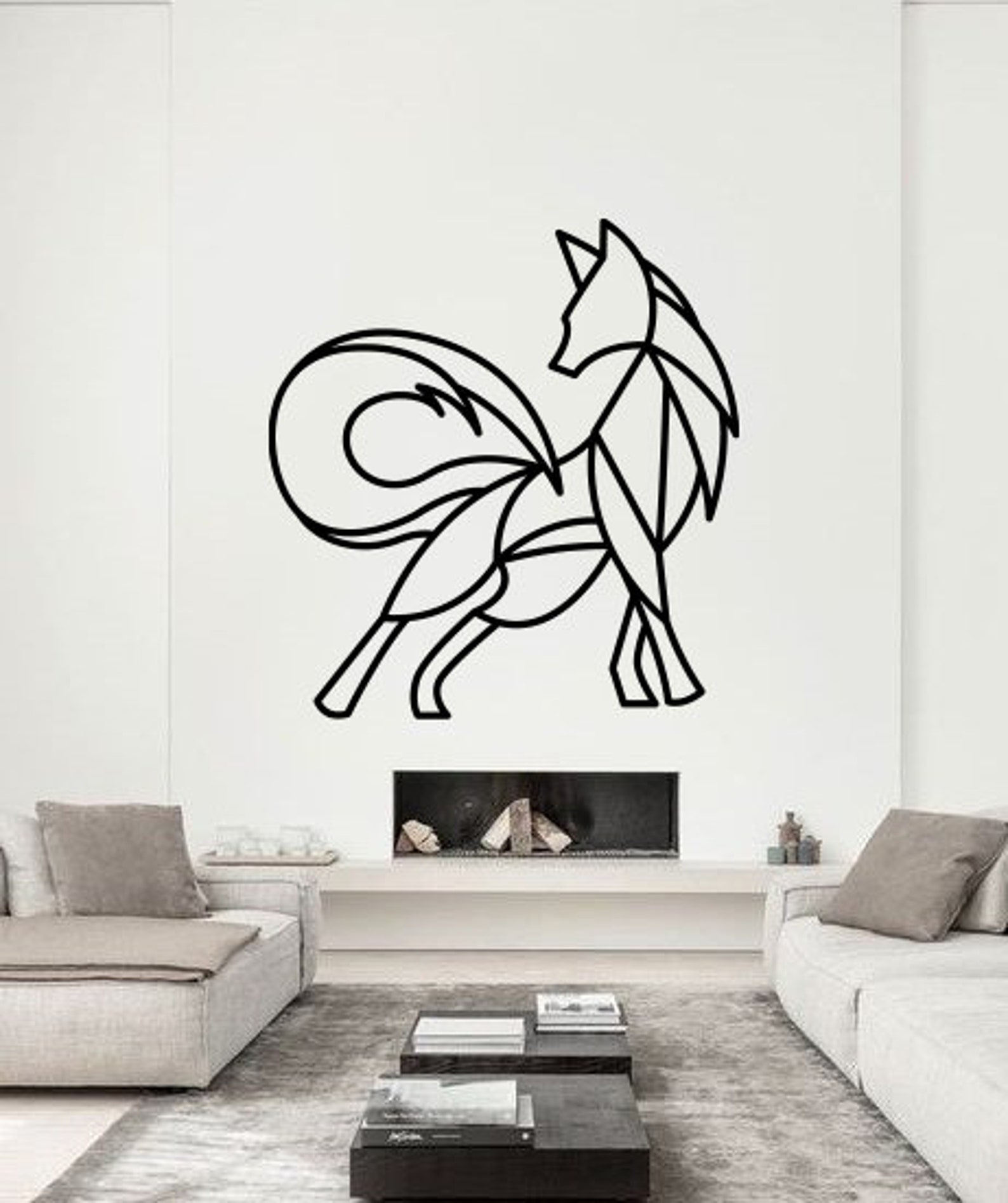 Geometric Fox Wall Decalfox Wall Art Polygonal Animalvinyl | Etsy