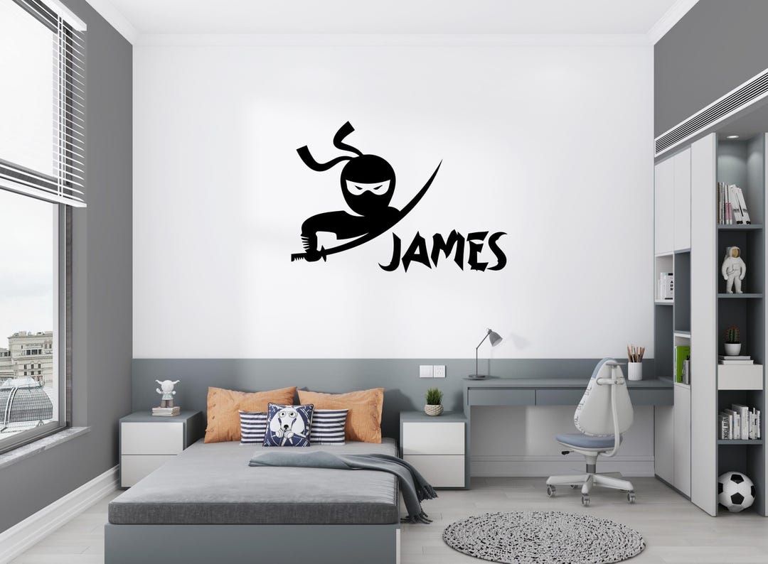 Ninja Wall Decal,ninja Wall Art,knife Wall Sticker,ninja Personalized ...