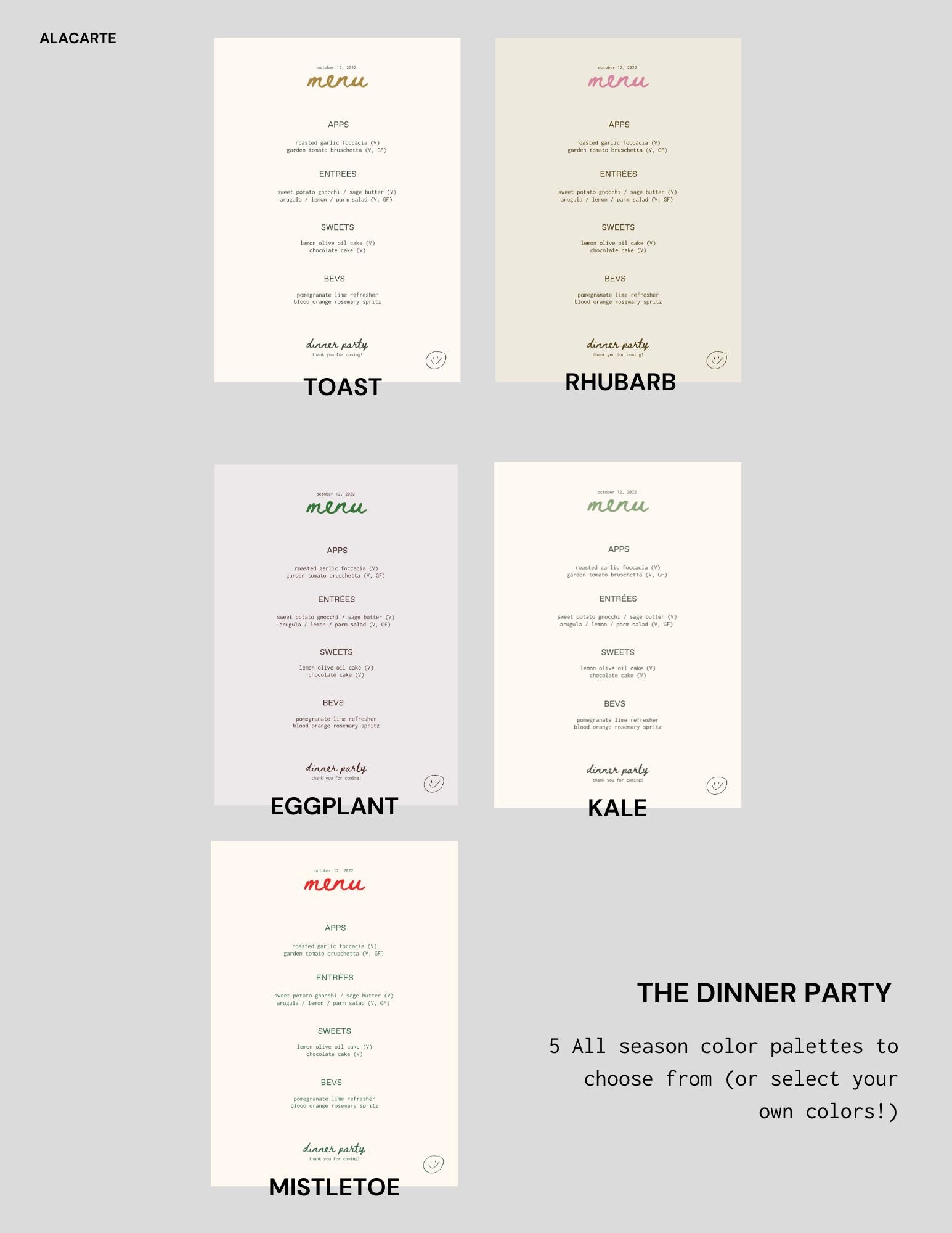 Dinner Party Menu Template | Modern Aesthetic Menu Template for Canva ...