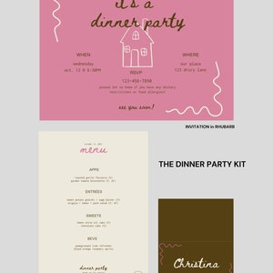 The Dinner Party Kit | BUNDLE: Invitation, Menu and Placecard Template ...