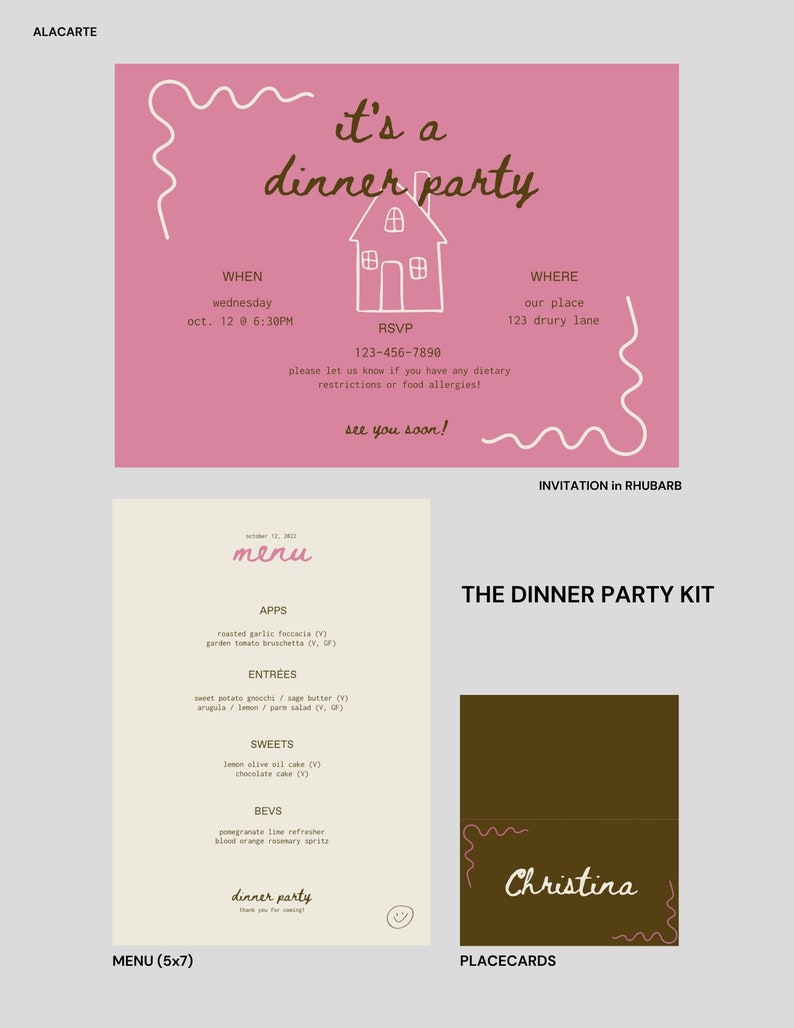 Dinner Party Invitation Template | Modern Aesthetic Invitation Template ...