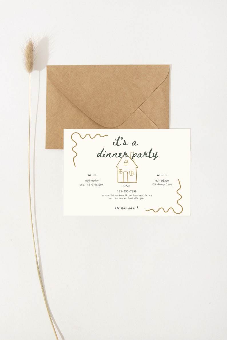 Dinner Party Invitation Template | Modern Aesthetic Invitation Template ...
