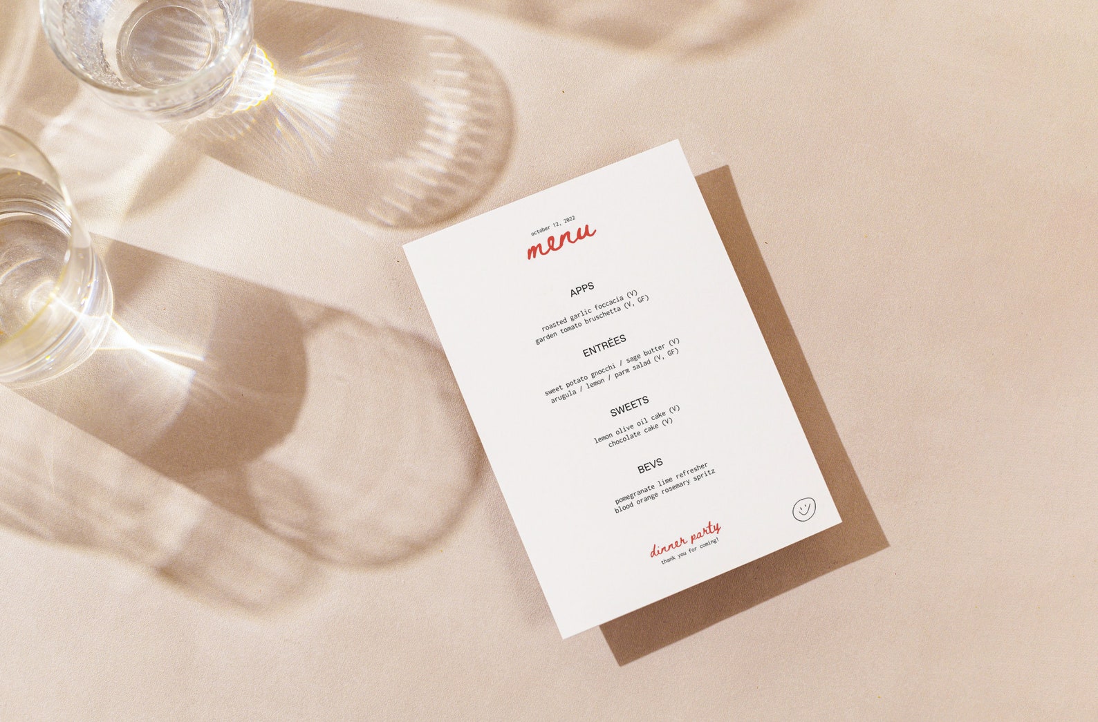 Dinner Party Menu Template | Modern Aesthetic Menu Template for Canva ...