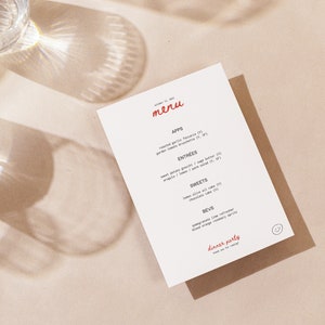 Dinner Party Menu Template | Modern Aesthetic Menu Template for Canva ...